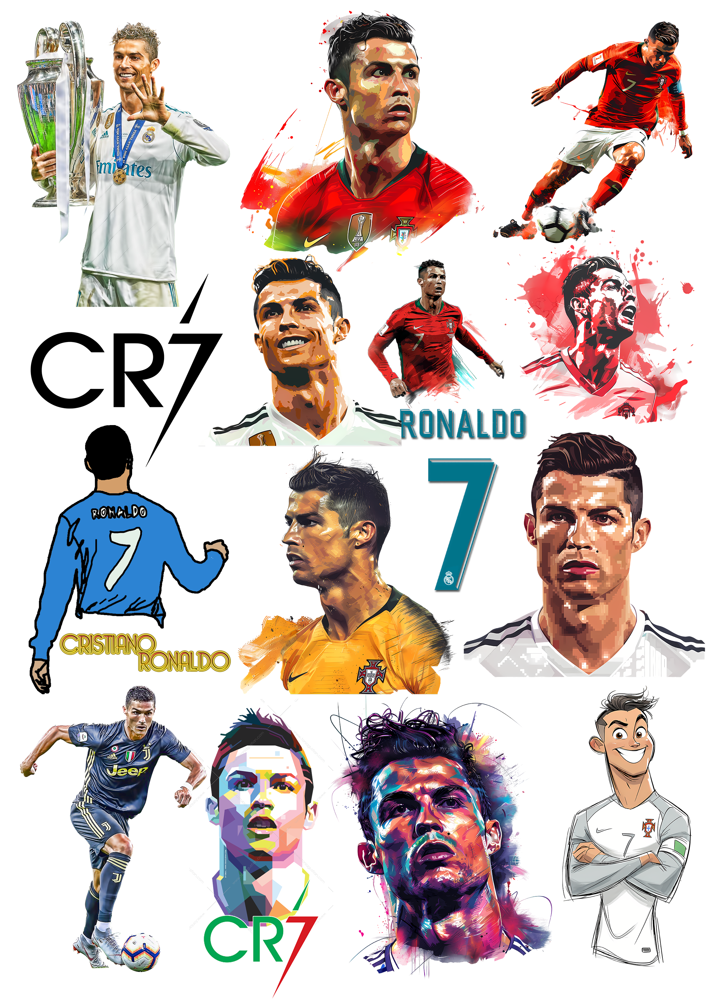 Duży Zestaw Mega Tatuaży zmywalnych - Cristiano Ronaldo