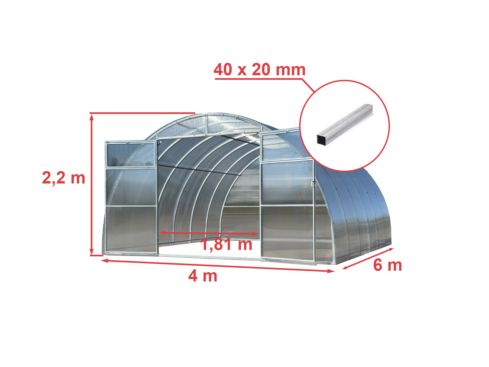 Szklarnia Mocna MAXI 40x20 4x6m 4mm - Arena.pl